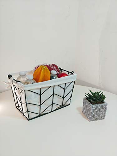 Admired By Nature Metal Storage Baskets-3-Piece Set of Decorative Nesting – 1 Small, 1 Medium, 1 Large, White and Black Basket