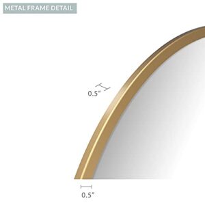 Barnyard Designs 30 inch Gold Round Mirror, Bathroom Vanity Wall Mirrors, Circle Mirror for Desk, Metal Framed Bedroom Mirror