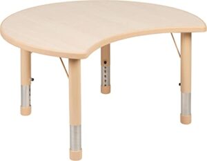 flash furniture wren 25.125"w x 35.5"l crescent natural plastic height adjustable activity table