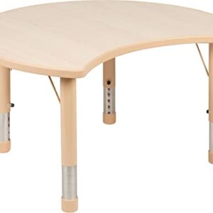 Flash Furniture Wren 25.125"W x 35.5"L Crescent Natural Plastic Height Adjustable Activity Table