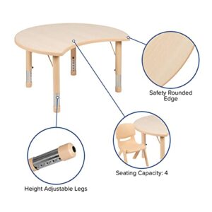 Flash Furniture Wren 25.125"W x 35.5"L Crescent Natural Plastic Height Adjustable Activity Table