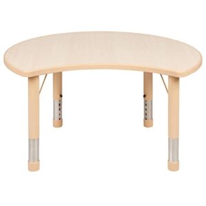 Flash Furniture Wren 25.125"W x 35.5"L Crescent Natural Plastic Height Adjustable Activity Table