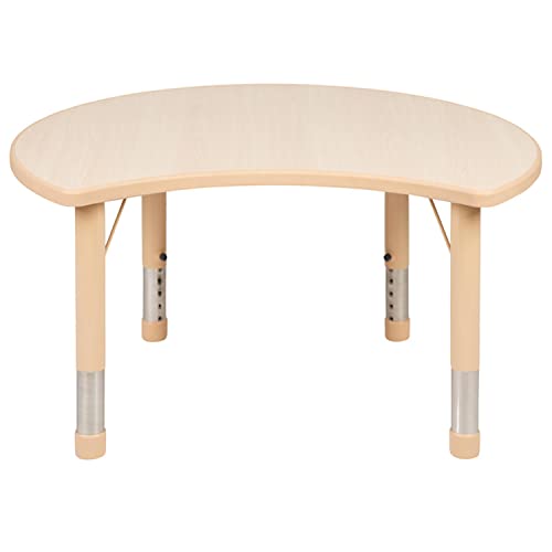 Flash Furniture Wren 25.125"W x 35.5"L Crescent Natural Plastic Height Adjustable Activity Table