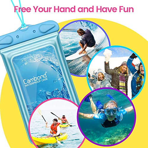 Cambond Waterproof Phone Pouch Compatible with iPhone, Universal Waterproof Phone Case for iPhone 13 12 Pro Max, 11 XS XR X 8, Lanyard Dry Bag for Snorkeling Pool Beach Kayaking Travel, 5 Pack