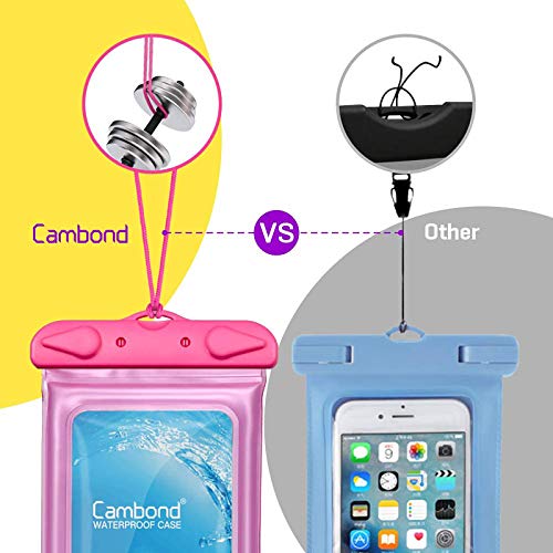 Cambond Waterproof Phone Pouch Compatible with iPhone, Universal Waterproof Phone Case for iPhone 13 12 Pro Max, 11 XS XR X 8, Lanyard Dry Bag for Snorkeling Pool Beach Kayaking Travel, 5 Pack