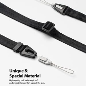 Ringke Shoulder Strap [Phone Lanyard] Designed for Camera Strap and Phone Strap, Adjustable Sturdy Universal Crossbody Strap Compatible with Camera and Phone Case - Black