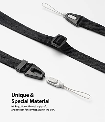 Ringke Shoulder Strap [Phone Lanyard] Designed for Camera Strap and Phone Strap, Adjustable Sturdy Universal Crossbody Strap Compatible with Camera and Phone Case - Black