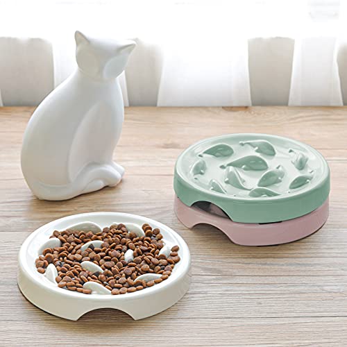 Slow Feeder Bowl for Cats and Small Dogs,Cilkus Fish Pool Design, Fun Interactive Bloat Stop Puzzle Feeder Bowl Healthy Eating Diet Made of Melamine Food Grade Material Dishwasher Safe (Small, Green)