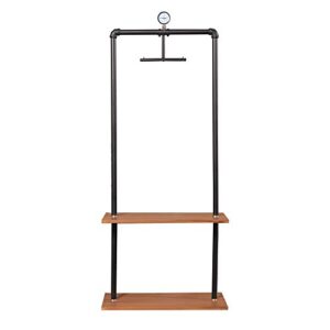 FURINNO Wyatt 2-Shelf Retro Garment Rack, Antique Espresso