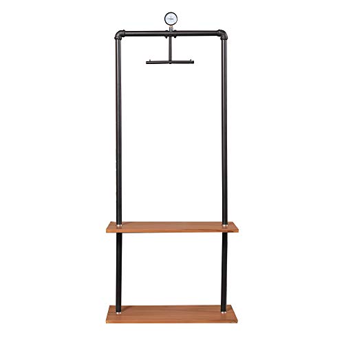 FURINNO Wyatt 2-Shelf Retro Garment Rack, Antique Espresso