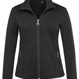 Hanna Nikole Womens Plus Size Long Sleeve Full Zip Up Jacket for Outdoor 18W Black