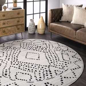 nuloom mila dotted diamond trellis area rug, 6' round, grey