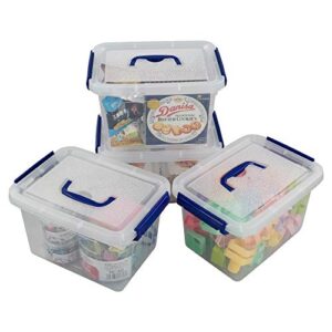 Ggbin 6 Quart Clear Latch Storage Box with Handle and Latches - 4 Pack