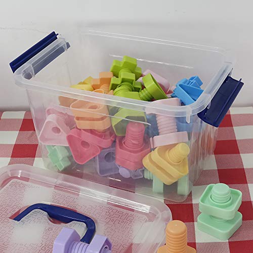 Ggbin 6 Quart Clear Latch Storage Box with Handle and Latches - 4 Pack