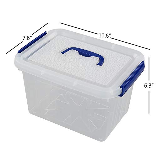 Ggbin 6 Quart Clear Latch Storage Box with Handle and Latches - 4 Pack