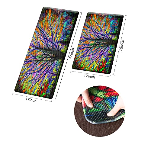 QiyI Floor Comfort Mats 2 Pieces Kitchen Rugs PVC Leather Waterproof Long Runner Rug Purple Home Office Non Slip Standing Mat Set Anti Fatigue Doormat 17" W x 29" L + 17" W x 47" L - Glorious Tree