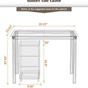 Teraves Computer Desk/Dining Table Office Desk Sturdy Writing Workstation for Home Office (39.37“, Black Oak)