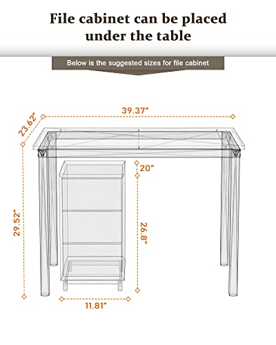 Teraves Computer Desk/Dining Table Office Desk Sturdy Writing Workstation for Home Office (39.37“, Black Oak)