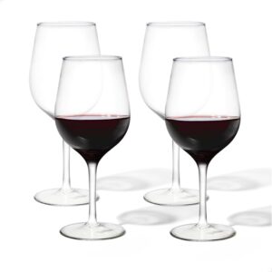 tossware reserve 16oz wine set of 4, premium quality, tritan dishwasher safe & heat resistant unbreakable plastic cocktail glasses, 4 count (pack of 1), stemmed