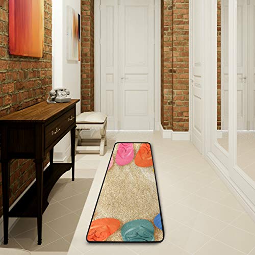 Kitchen Runner Rugs Non-Slip Doormats A Pair Of Flip Flops On The Beach Large Bath Mat Carpet Area Rugs for Living Room Bedroom Rug 72" X 24"