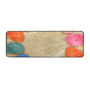 Kitchen Runner Rugs Non-Slip Doormats A Pair Of Flip Flops On The Beach Large Bath Mat Carpet Area Rugs for Living Room Bedroom Rug 72" X 24"