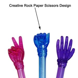 Maydahui 24PCS Finger Bone Ballpoint Pen Black Ink Funny Rock Paper Scissors Shape Pens Design for School Boy Students