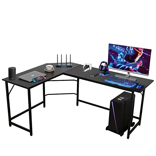 ZenStyle 66" Modern L-Shaped Corner Computer Desk Home Office LaptopTable Gaming Workstation with CPU Stand 66.5'' x 47.3'' x 29.3'' (Black)