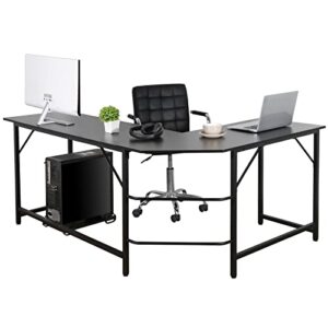 ZenStyle 66" Modern L-Shaped Corner Computer Desk Home Office LaptopTable Gaming Workstation with CPU Stand 66.5'' x 47.3'' x 29.3'' (Black)