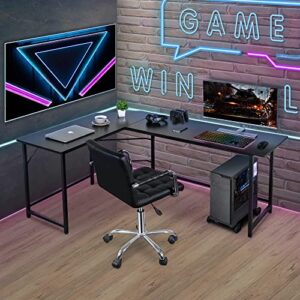 ZenStyle 66" Modern L-Shaped Corner Computer Desk Home Office LaptopTable Gaming Workstation with CPU Stand 66.5'' x 47.3'' x 29.3'' (Black)