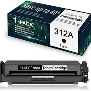 1-Pack Black 312A | CF380A Compatible Remanufactured Toner Cartridge Replacement for HP Color Laserjet Pro MFP M476dw M476dn M476nw Printer, Toner Cartridge.