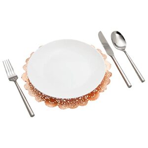 100 Pack Metallic Copper Orange Placemats, Round Paper Lace Doilies for Place Settings, Desserts, Formal Events (10 in)