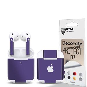 IPG for AirPods 1-2 Stickers Wraps Adhesive Decal Skin for case and Ear Pieces Protective and Decorative Set (Lavender)