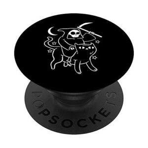 grim reaper ride satan cat demonic evil devil occult satanic popsockets popgrip: swappable grip for phones & tablets