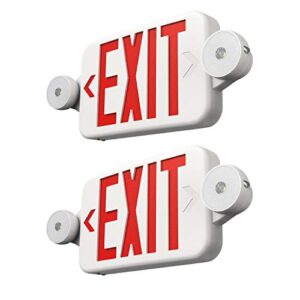 freelicht 2 pack exit sign with emergency lights, two led adjustable head emergency exit light with battery, exit sign for business