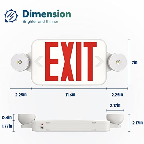 FREELICHT 2 Pack Exit Sign with Emergency Lights, Two LED Adjustable Head Emergency Exit Light with Battery, Exit Sign for Business