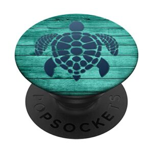 light dark blue sea ocean turtle on vintage green mint popsockets swappable popgrip