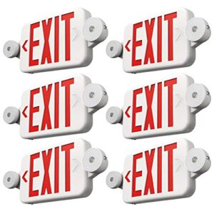 freelicht 6 pack exit sign with emergency lights, two led adjustable head emergency exit light with battery, exit sign for business