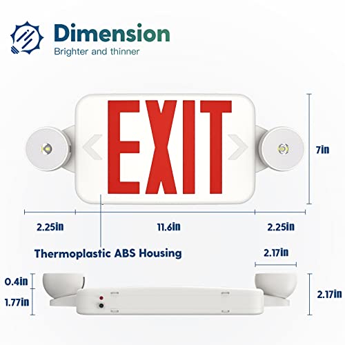 FREELICHT 6 Pack Exit Sign with Emergency Lights, Two LED Adjustable Head Emergency Exit Light with Battery, Exit Sign for Business