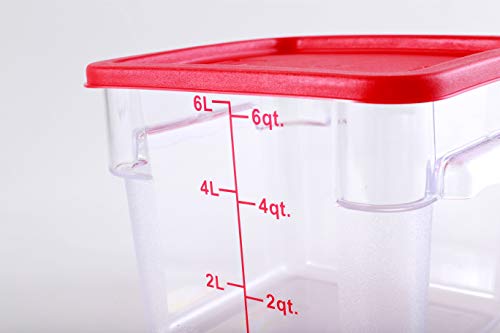 CMI 6 Qt Commercial Grade Square Food Storage Containers with Lids,Polycarbonate,Clear - Pack of 5