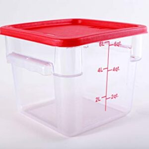 CMI 6 Qt Commercial Grade Square Food Storage Containers with Lids,Polycarbonate,Clear - Pack of 5