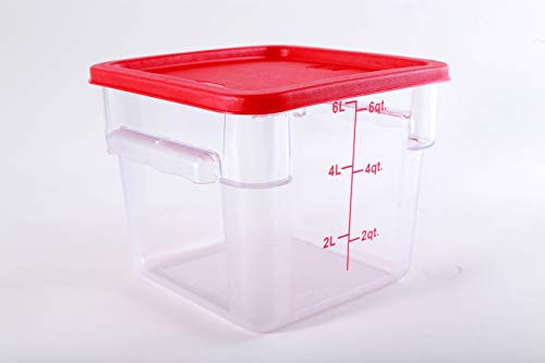 CMI 6 Qt Commercial Grade Square Food Storage Containers with Lids,Polycarbonate,Clear - Pack of 5