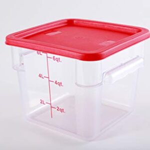 CMI 6 Qt Commercial Grade Square Food Storage Containers with Lids,Polycarbonate,Clear - Pack of 5