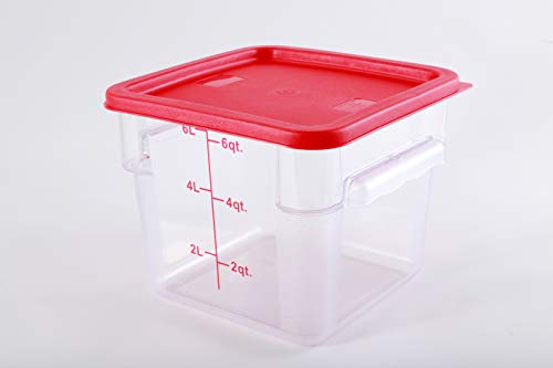 CMI 6 Qt Commercial Grade Square Food Storage Containers with Lids,Polycarbonate,Clear - Pack of 5