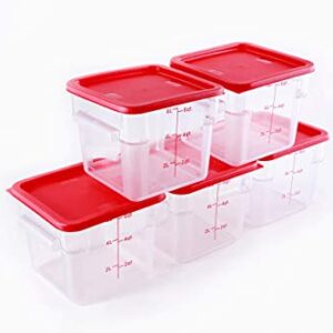 CMI 6 Qt Commercial Grade Square Food Storage Containers with Lids,Polycarbonate,Clear - Pack of 5