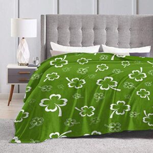 TinaCobur Four Leaf Clover Soft Throw Blanket 40"x50" Lightweight Flannel Fleece Blanket for Couch Bed Sofa Travelling Camping for Kids Adults