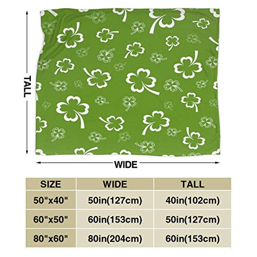 TinaCobur Four Leaf Clover Soft Throw Blanket 40"x50" Lightweight Flannel Fleece Blanket for Couch Bed Sofa Travelling Camping for Kids Adults