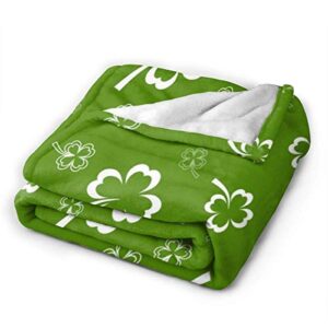 TinaCobur Four Leaf Clover Soft Throw Blanket 40"x50" Lightweight Flannel Fleece Blanket for Couch Bed Sofa Travelling Camping for Kids Adults