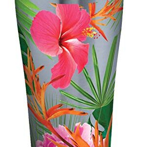 Tervis Tropical Hibiscus Photo Stainless Steel Insulated Tumbler with Clear and Black Hammer Lid, 20oz, Silver