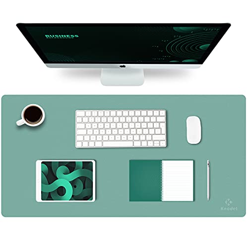 K KNODEL Mouse Pad, Waterproof Desk Mat for Desktop, Leather Desk Pad for Keyboard and Mouse, Desk Pad Protector for Office and Home (Green, 31.5" x 15.7")