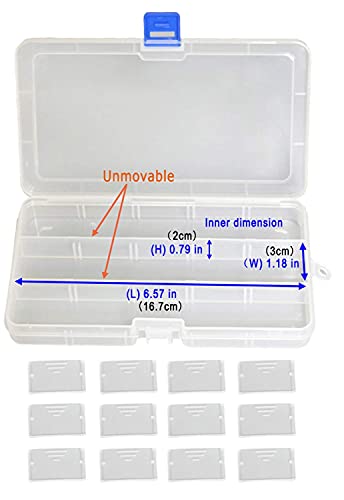 Qualsen 4 Pack Plastic Compartment Box with Adjustable Dividers Craft Tackle Organizer Storage Containers Box 15 Grid (Clear)